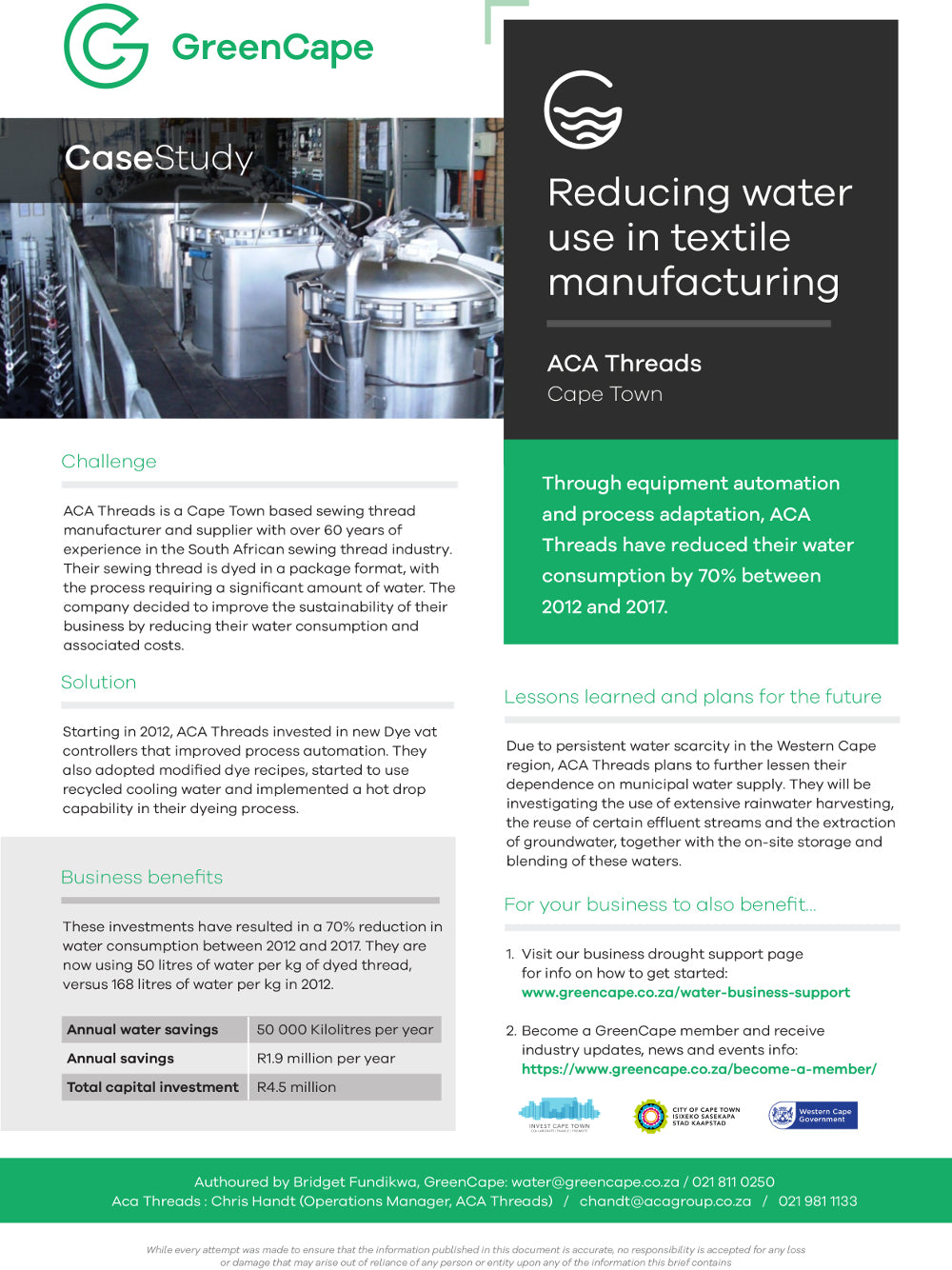 Reducing Water Use in Textile Manufacturing - ACA Threads
